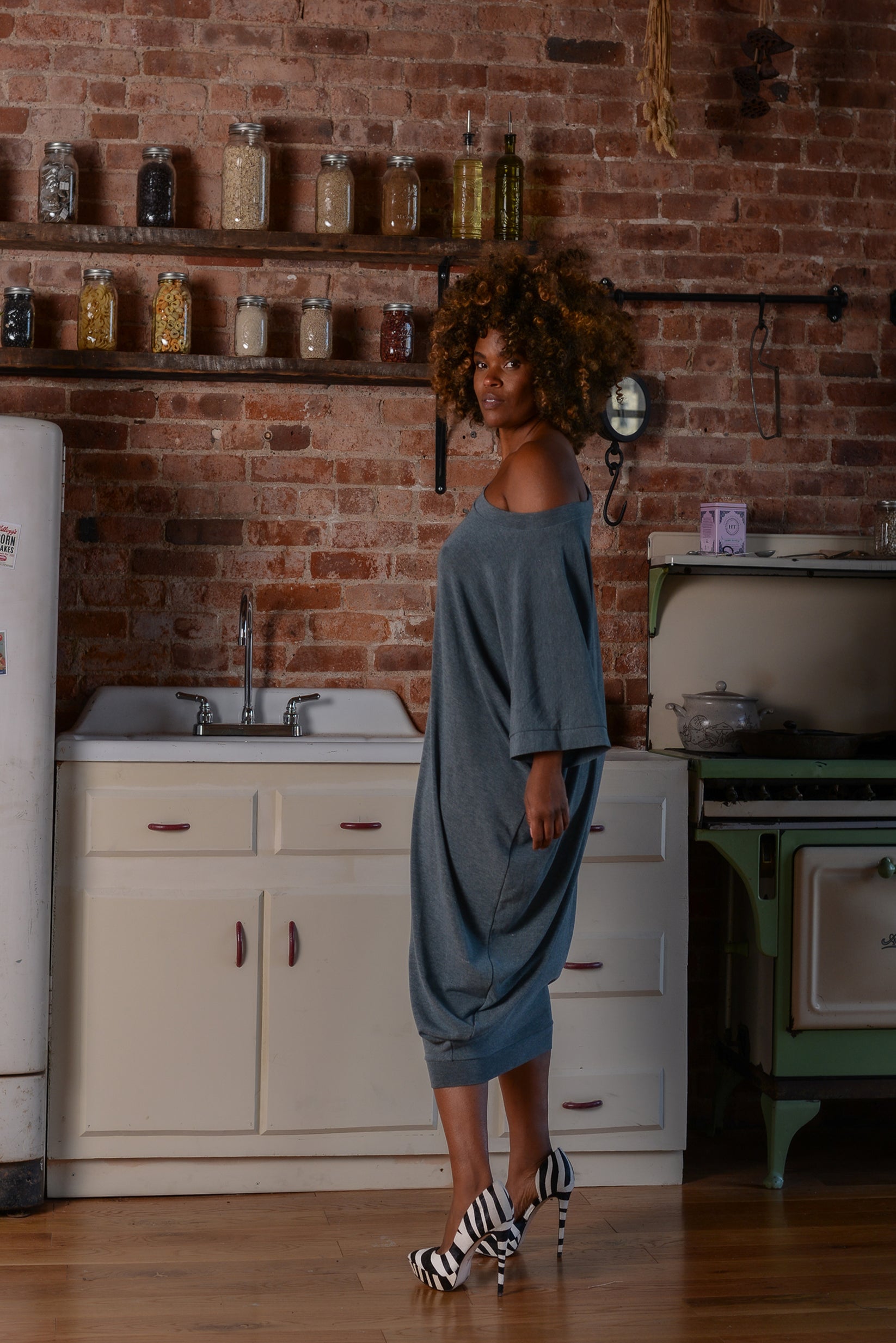 knit drapy shift – onion